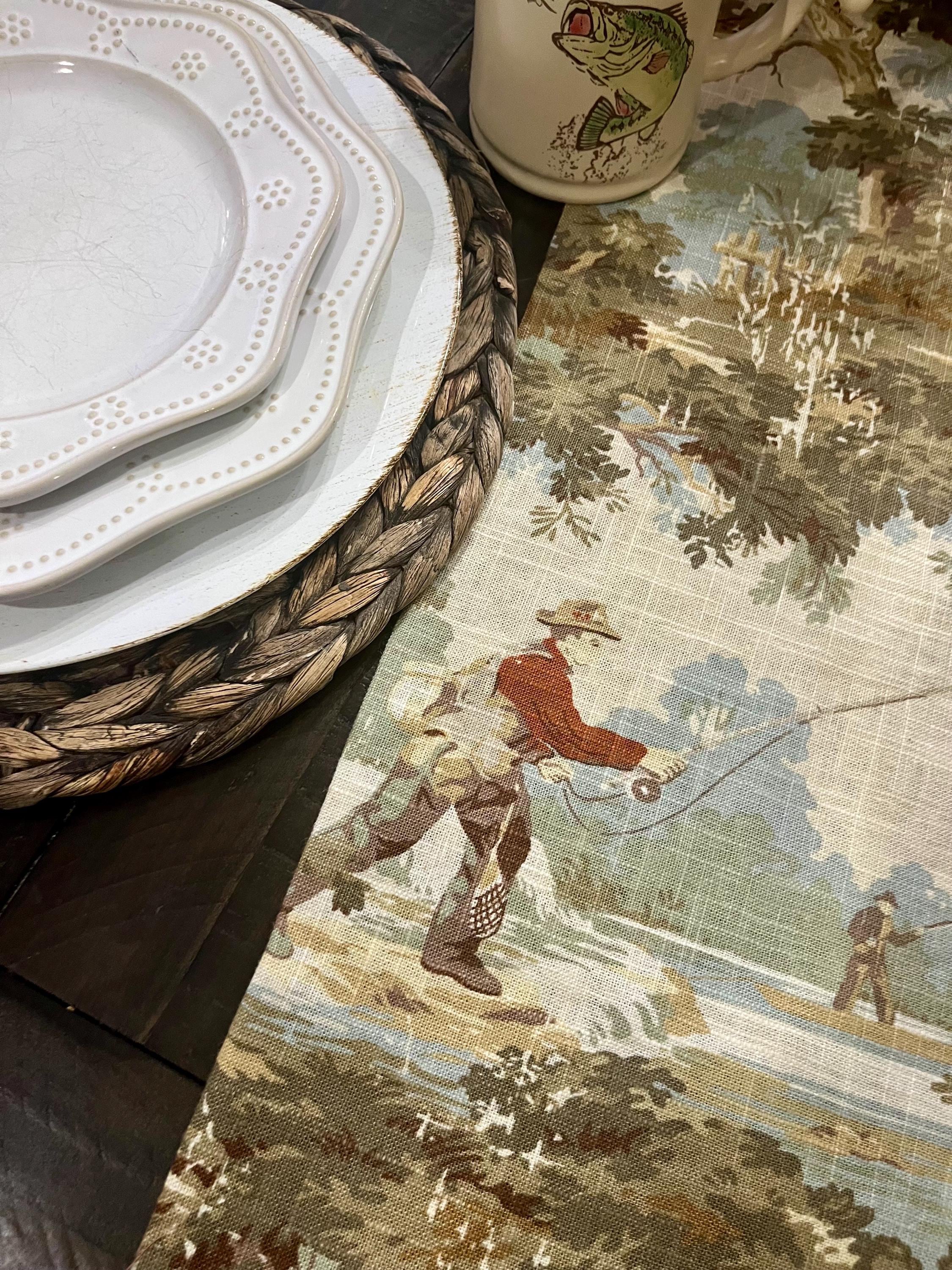 Hunting Fly Fishing Toile Table Runner:covington Avondale Vintage ...