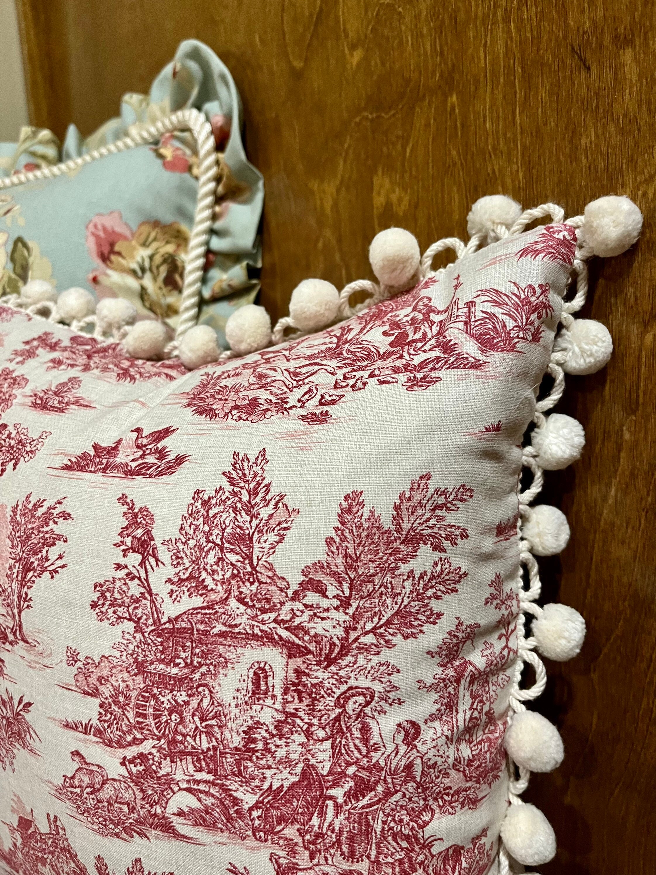 Red Toile Pillow Cover French Country Throw Pillow Cover | Etsy