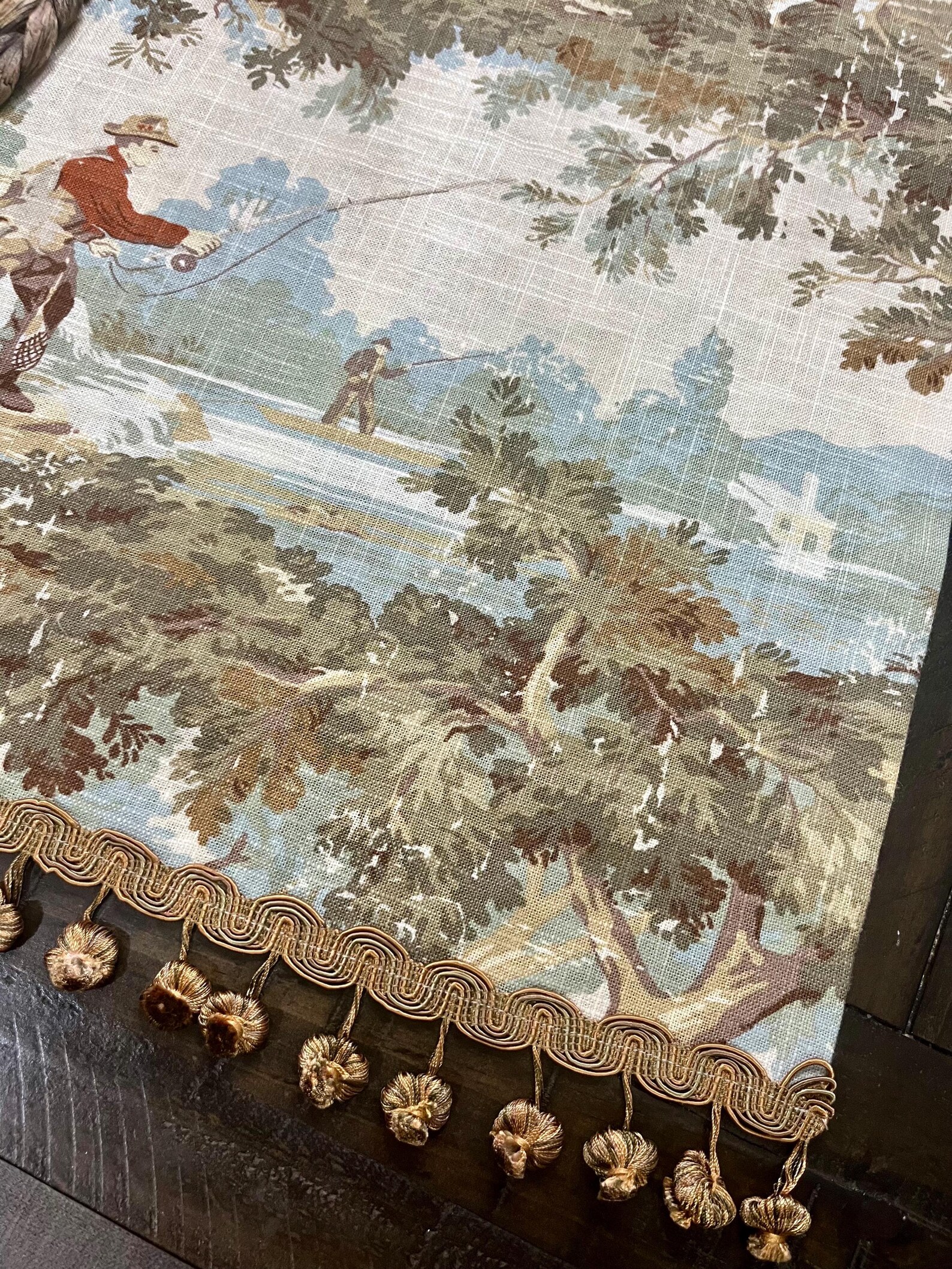 Hunting Fly Fishing Toile Table Runner:covington Avondale Vintage ...