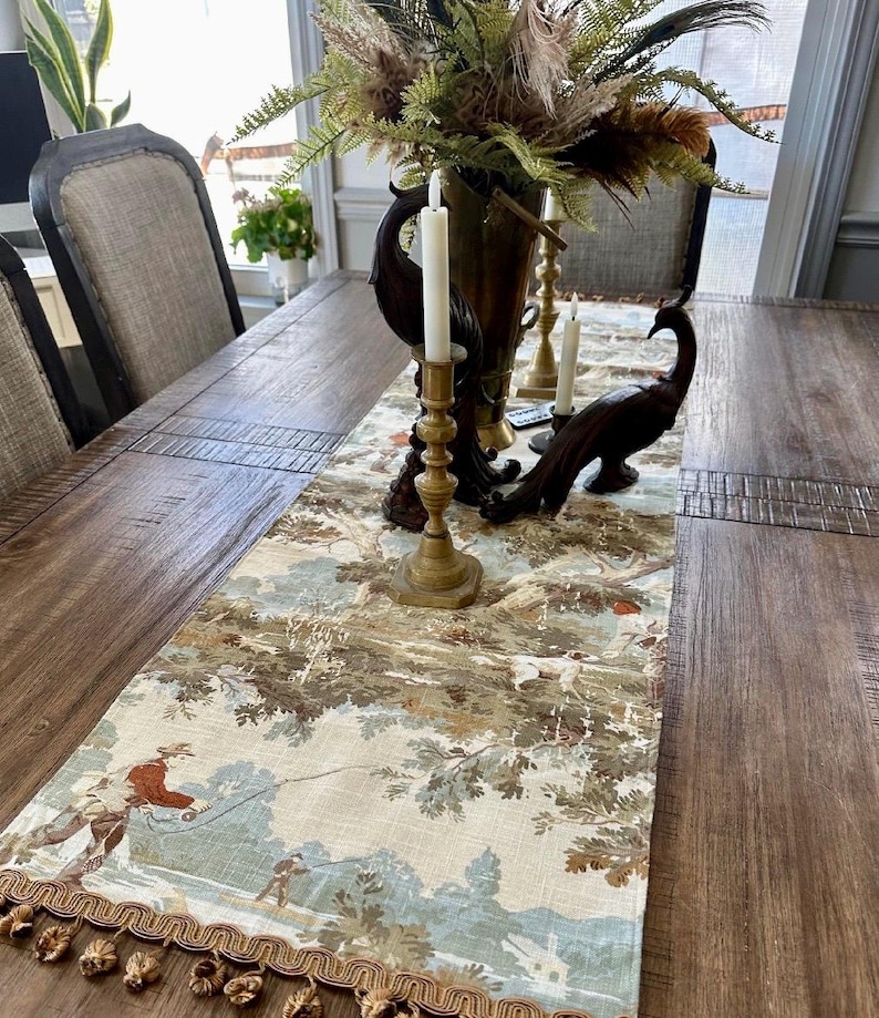 Hunting Fly Fishing Toile Table Runner:covington Avondale Vintage ...