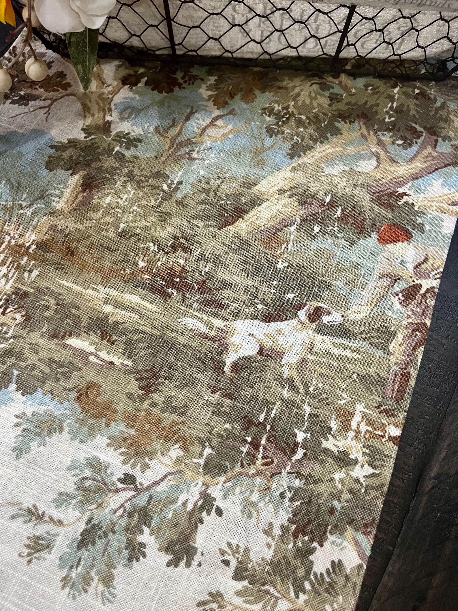 Hunting Fly Fishing Toile Table Runner:covington Avondale Vintage ...