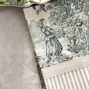 Green Toile Tea Towel, French Country Hand Towel, Kitchen Linen, Green ...