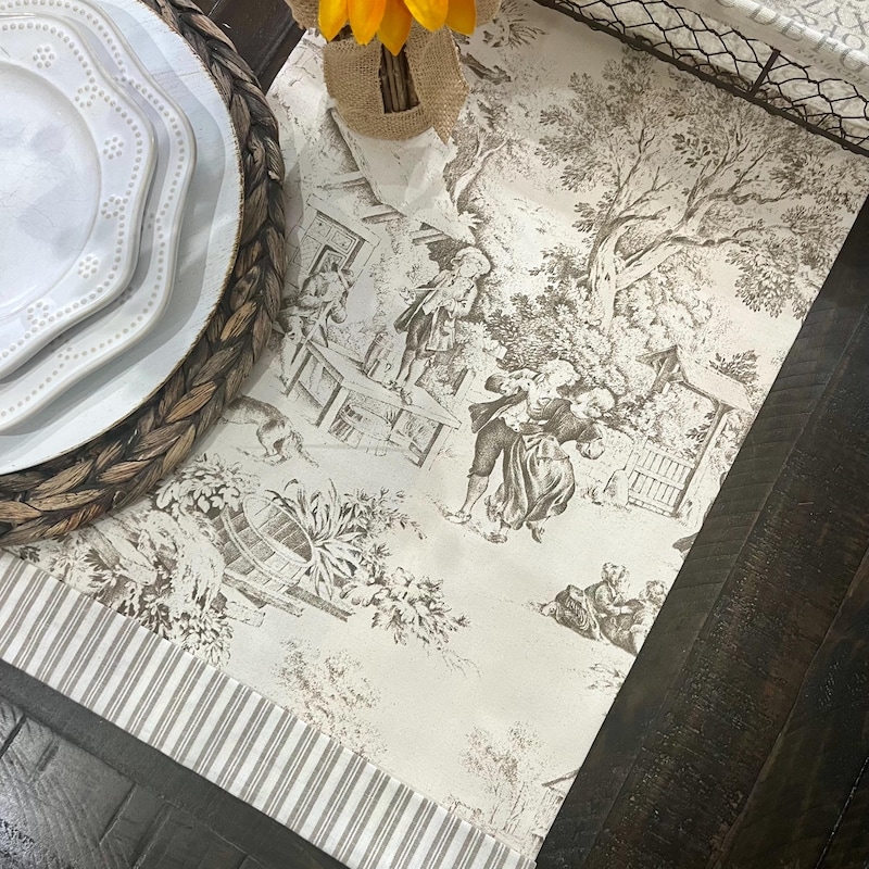 Linen Runner Brown Floral - Etsy