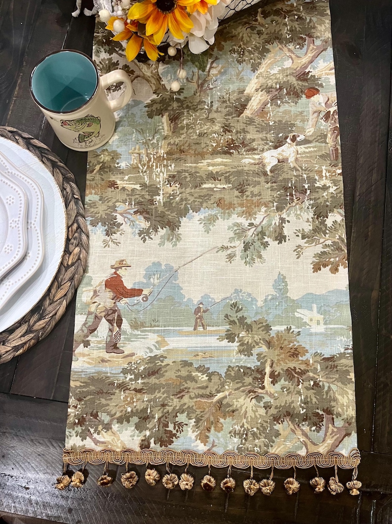 Hunting Fly Fishing Toile Table Runner:covington Avondale Vintage ...