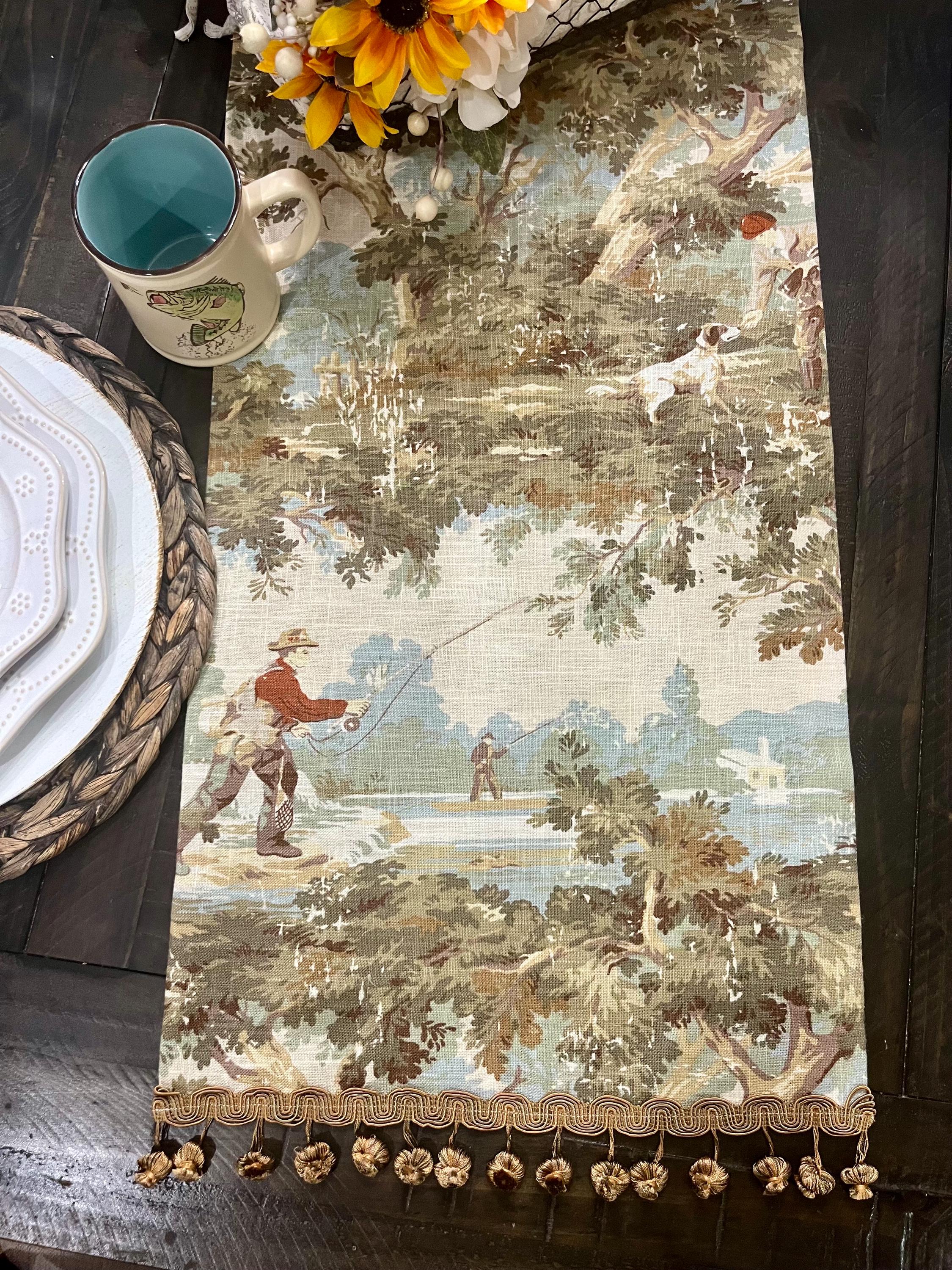 Hunting Fly Fishing Toile Table Runner:covington Avondale Vintage ...