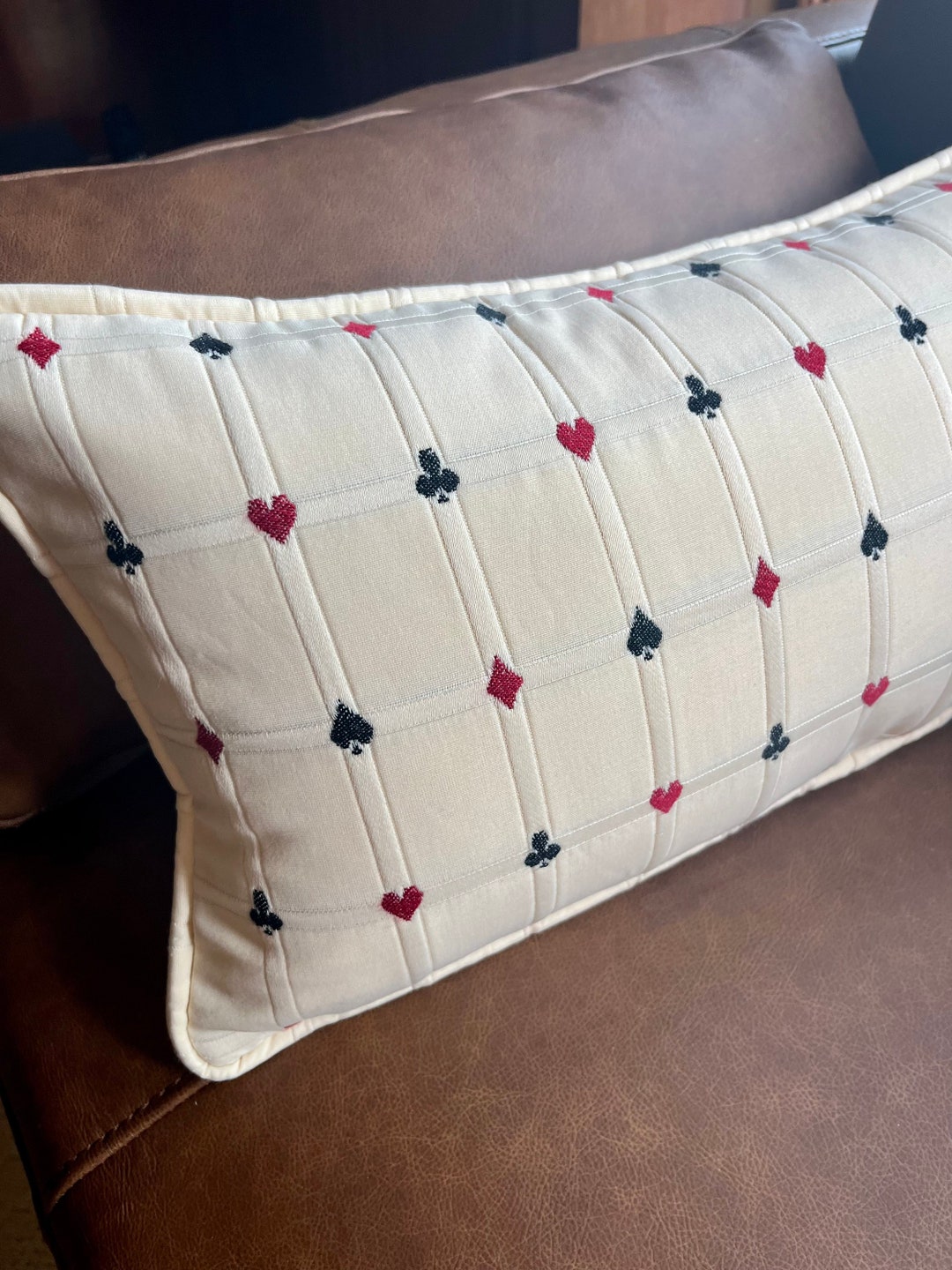 Playing Cards Pillow Cover, Game Room Home Decor, Diamond Theme, Spades ...