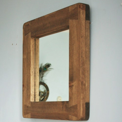 Square Wooden Wall Mirror Rustic Natural Sustainable Wood - Etsy