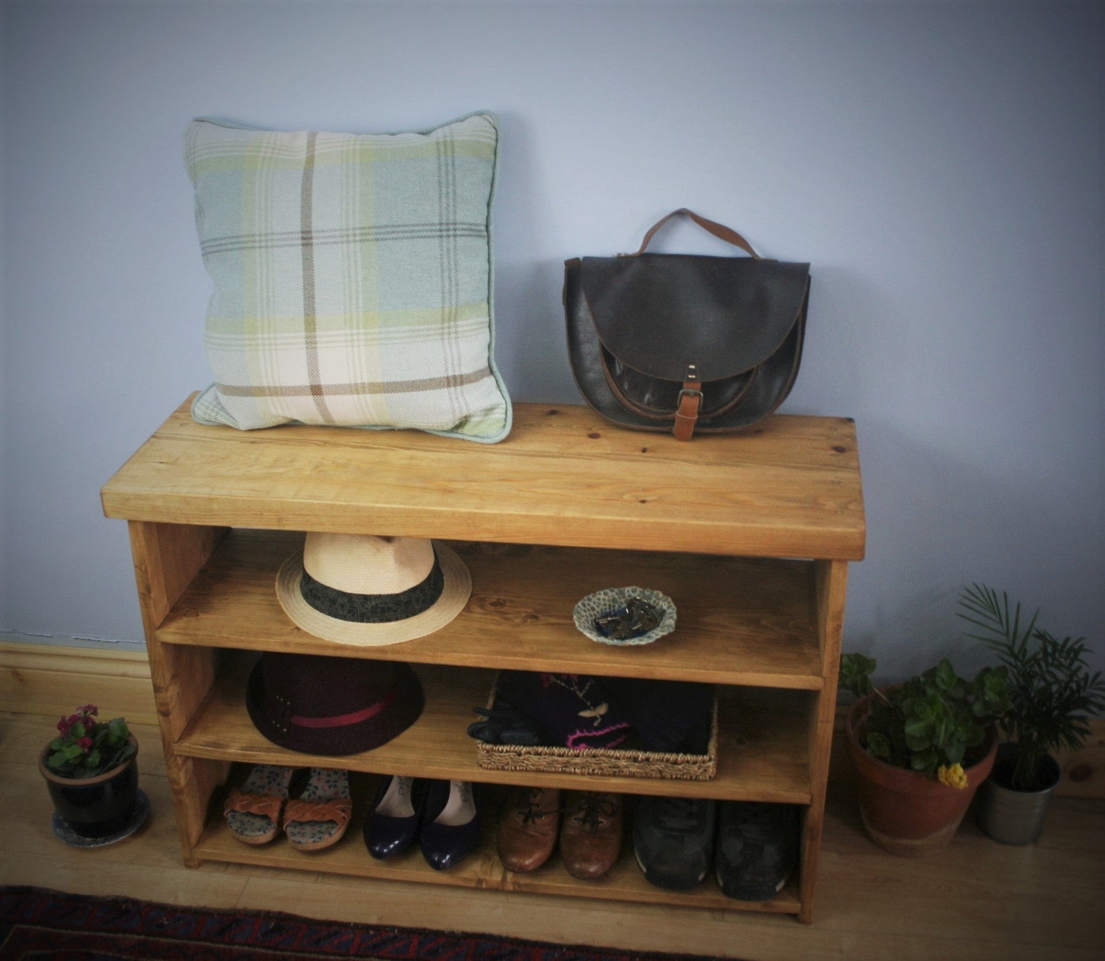 Wooden Shoe Rack & Mud Boot Room Bench Seat Rustic Cottage - Etsy UK