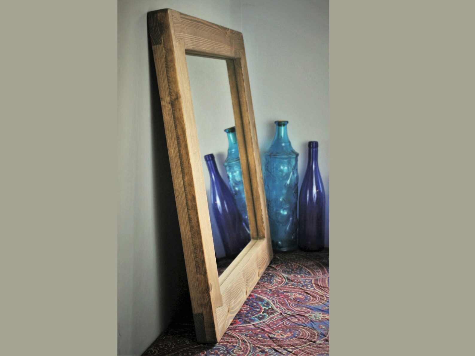 Square Wooden Wall Mirror Rustic Natural Sustainable Wood | Etsy