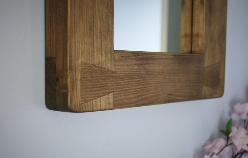 Wooden Wall Mirror Natural Wood Modern Rustic Style Small - Etsy