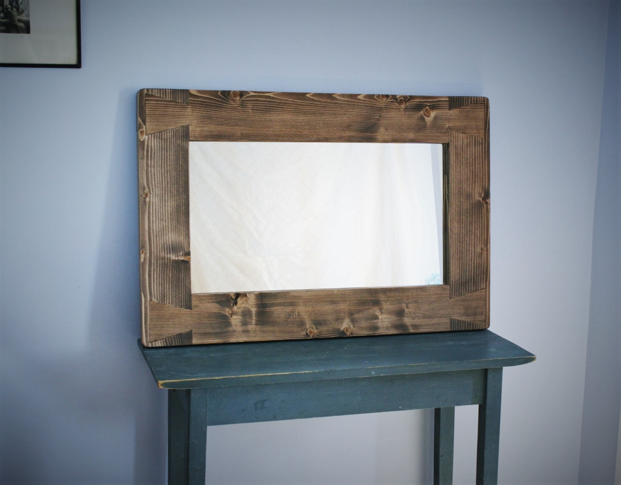 Large Wooden Wall Mirror With a Thick & Chunky Dark Rustic - Etsy UK