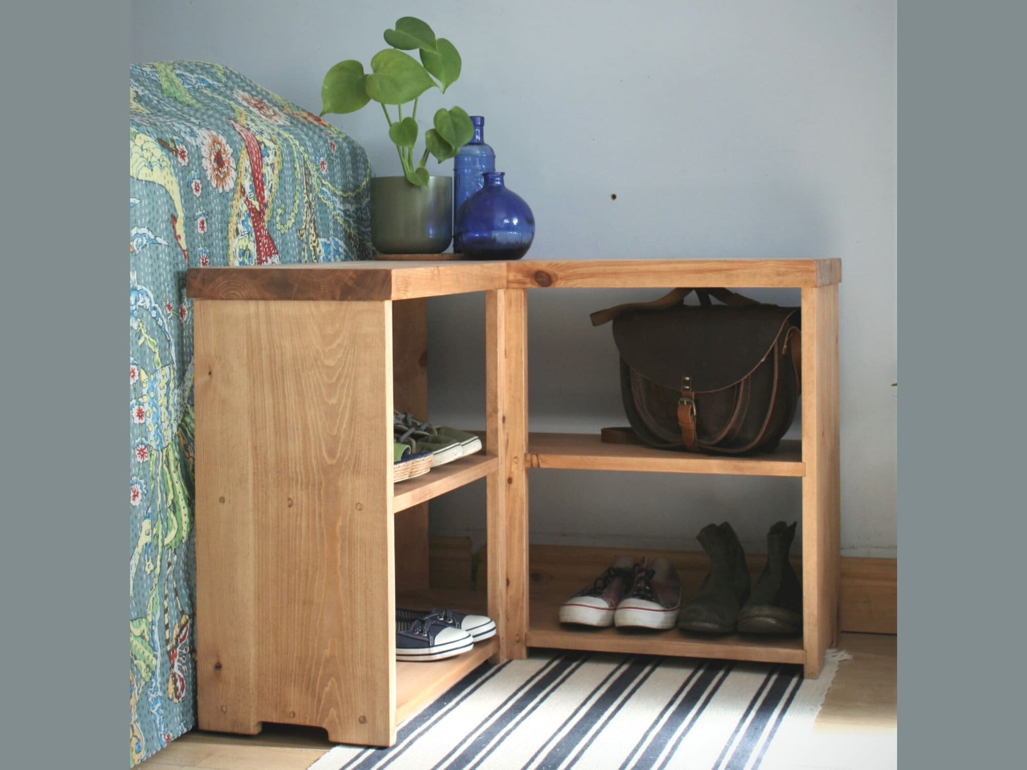 Corner Shoe Rack Wooden Hall Bench Seat Shelves 75W X 60H X - Etsy UK