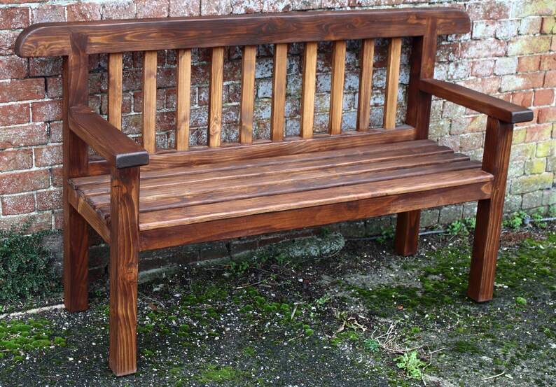 Garden Bench Seat Natural Wood Traditional Rustic Country | Etsy UK