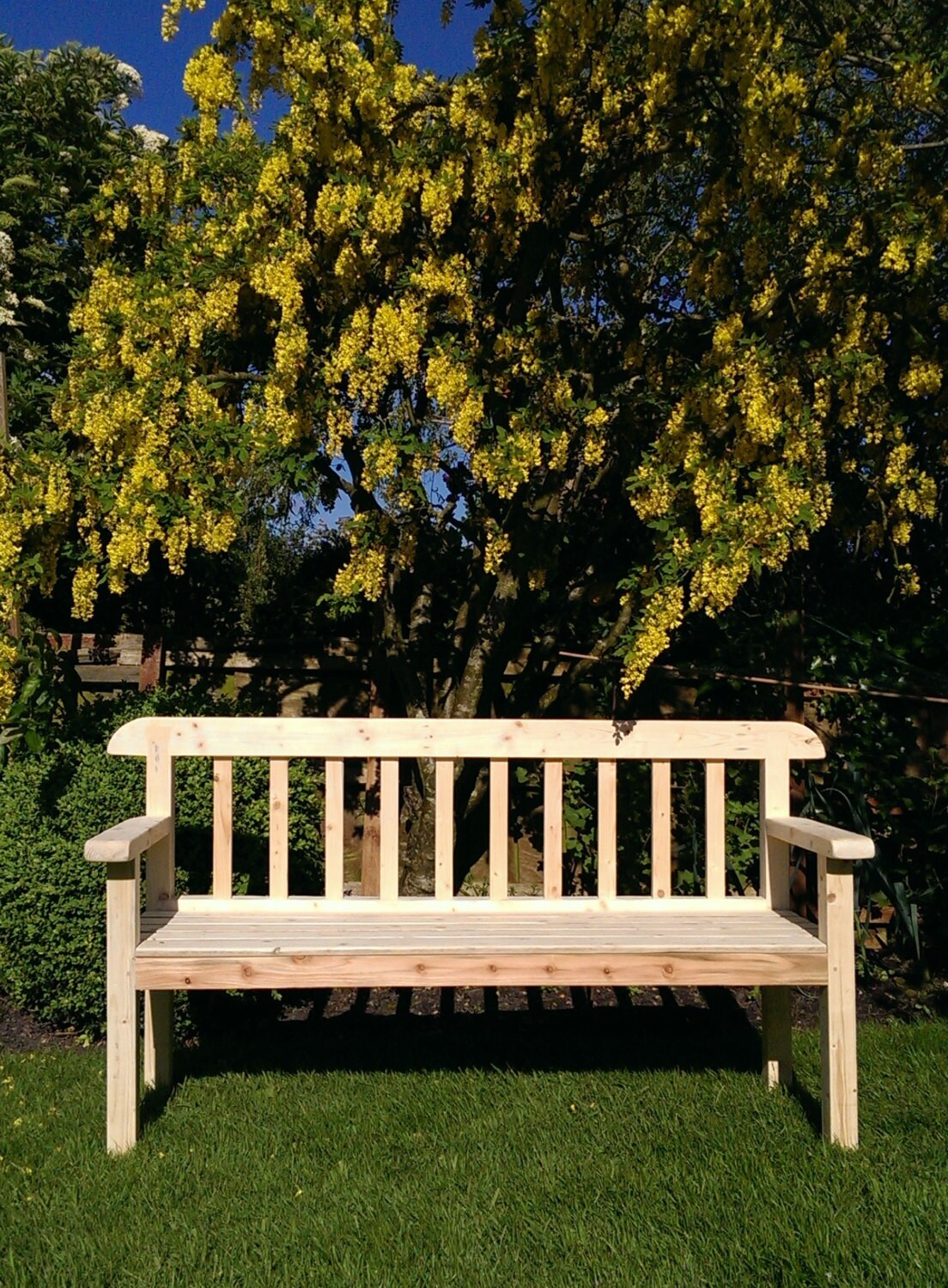 Garden Bench Seat, Natural Wood, Traditional Rustic Country Cottage ...
