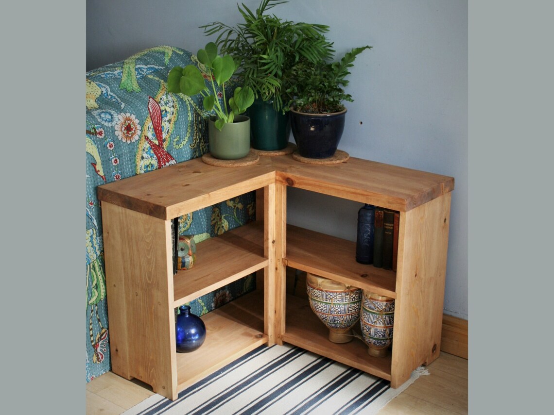 Corner Bookshelf Wooden Bookcase Shelves 75W X 60H X 29D Cm - Etsy UK
