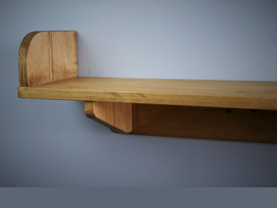 Wide Wooden Shelf Brackets & Chunky Book End Rustic Natural | Etsy