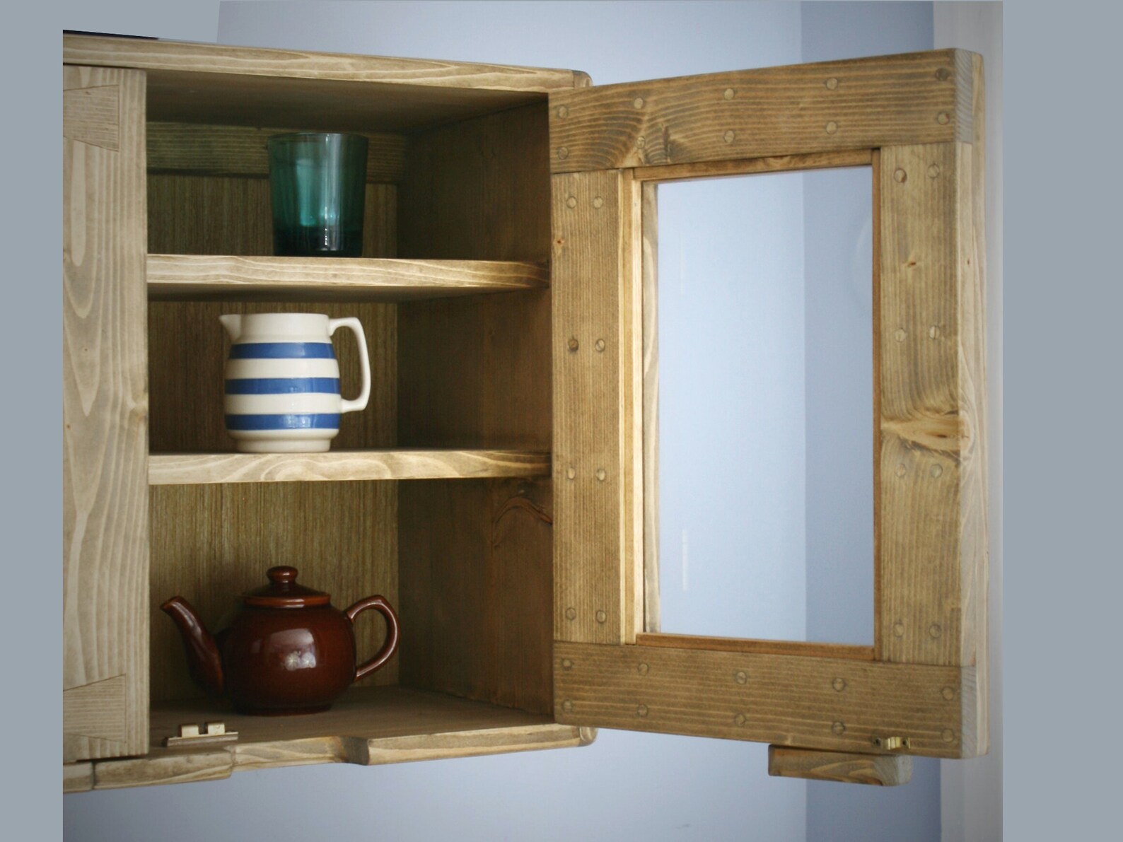 Kitchen Wall Display Cabinet & Cupboard Natural Wood 2 Doors - Etsy UK