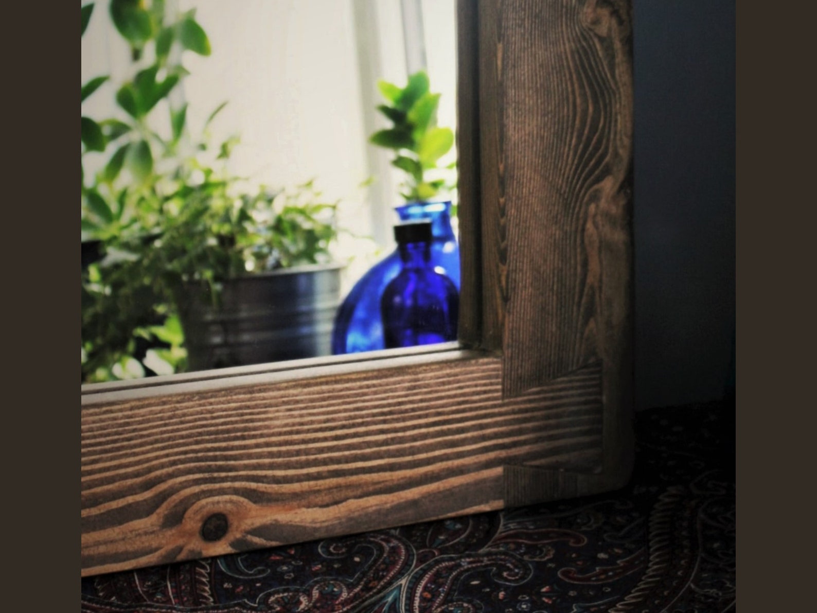 Square Wooden Wall Mirror Rustic Natural Sustainable Wood | Etsy