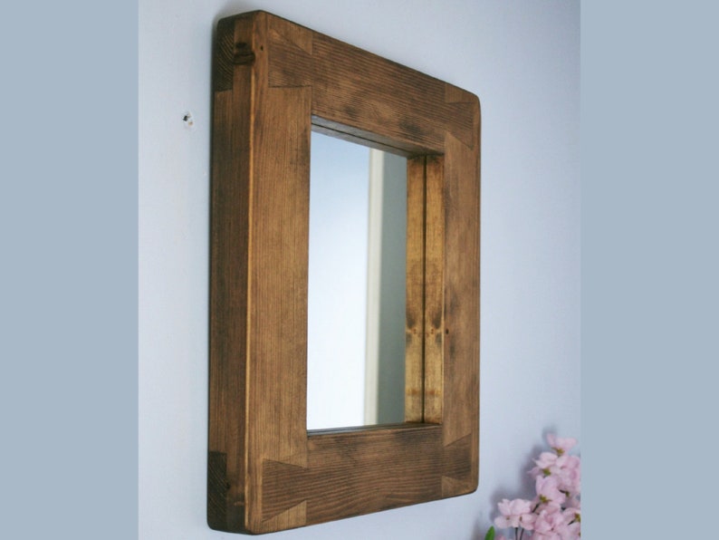 Wooden Wall Mirror Natural Wood Modern Rustic Style Small - Etsy