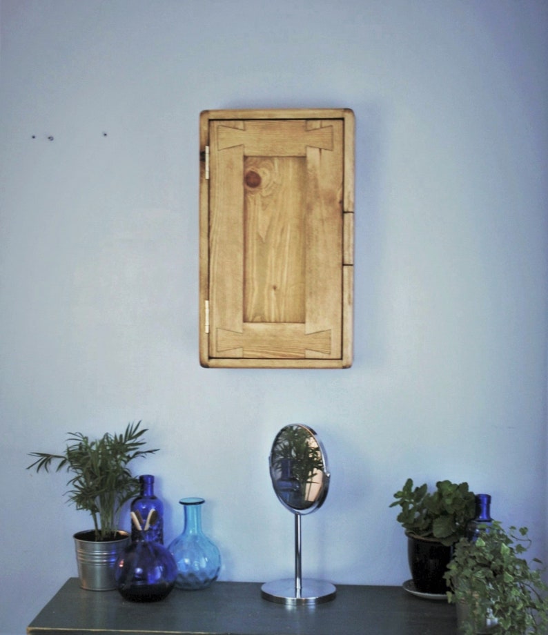 Narrow bathroom wall cabinet in light wood tall with 3 | Etsy