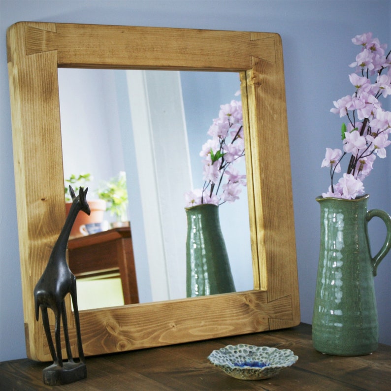 Wooden Wall Mirror Chunky Natural Rustic Wood Frame - Etsy