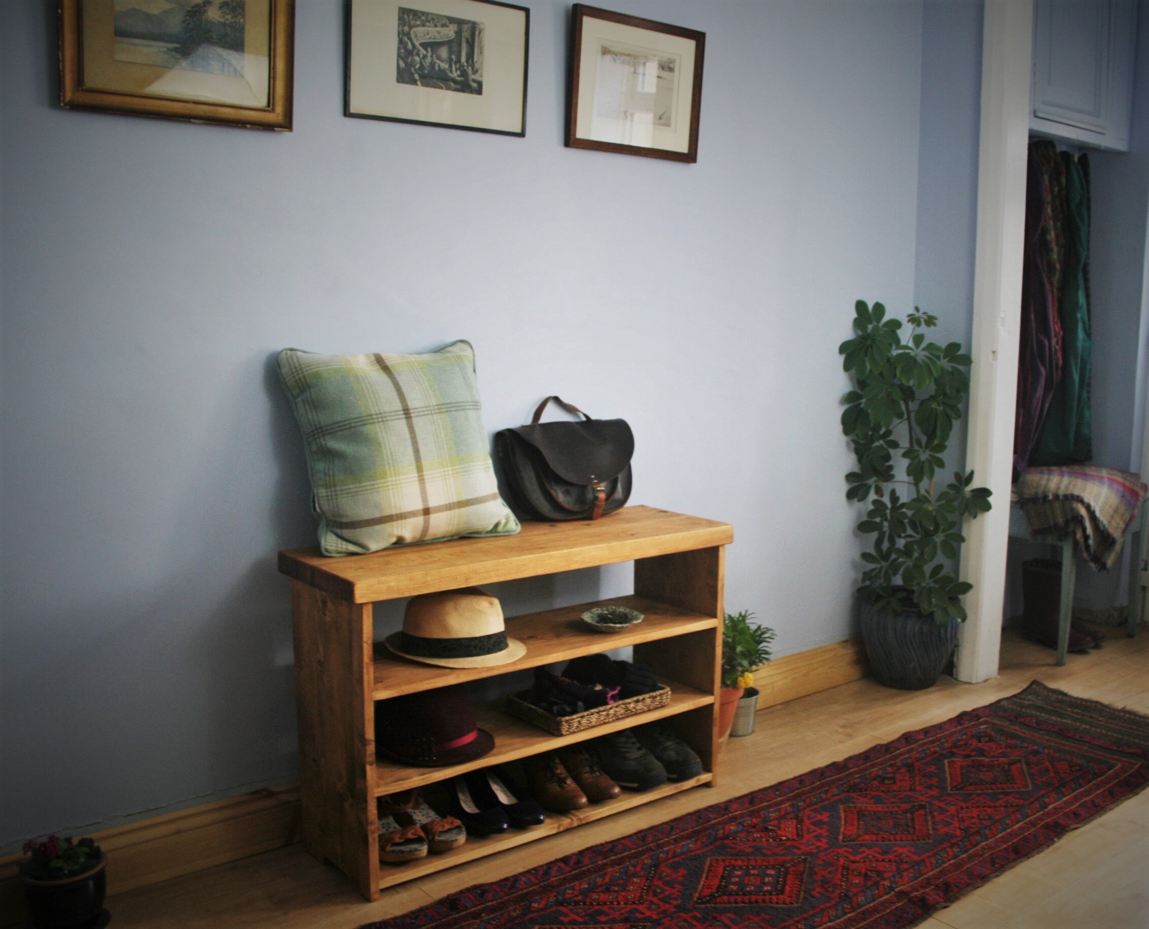 Wooden Shoe Rack & Mud Boot Room Bench Seat Rustic Cottage - Etsy UK