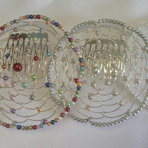 Beaded Wire Kippa on Silver Wire Women's Wire Kippah Girls Headcovering ...