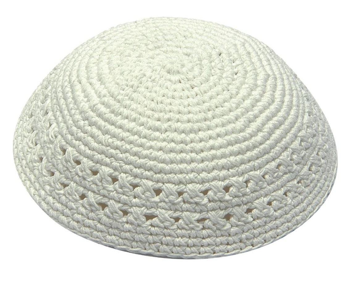 White Knit Kippah Made in Israel 6.5 Diameter - Etsy