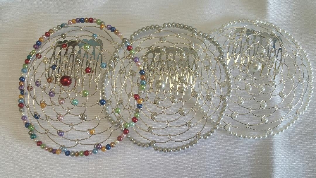 Beaded Wire Kippa on Silver Wire Women's Wire Kippah Girls Headcovering ...