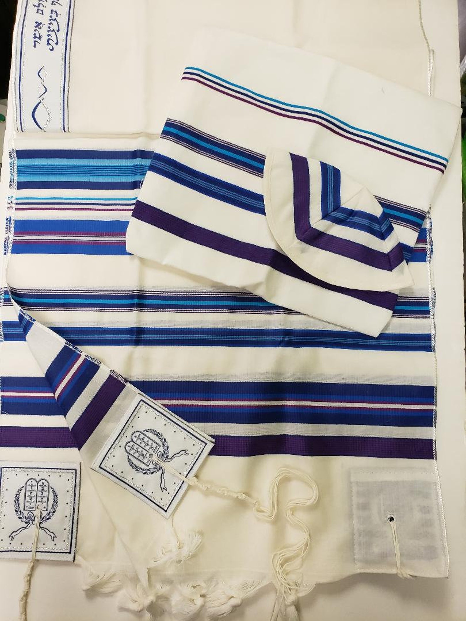 Traditional Tallis in Wool and Blue Stripes - Etsy