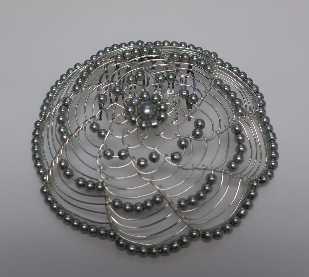 Beaded Wire Kippa on Silver Wire Women's Wire Kippah Girls Headcovering ...