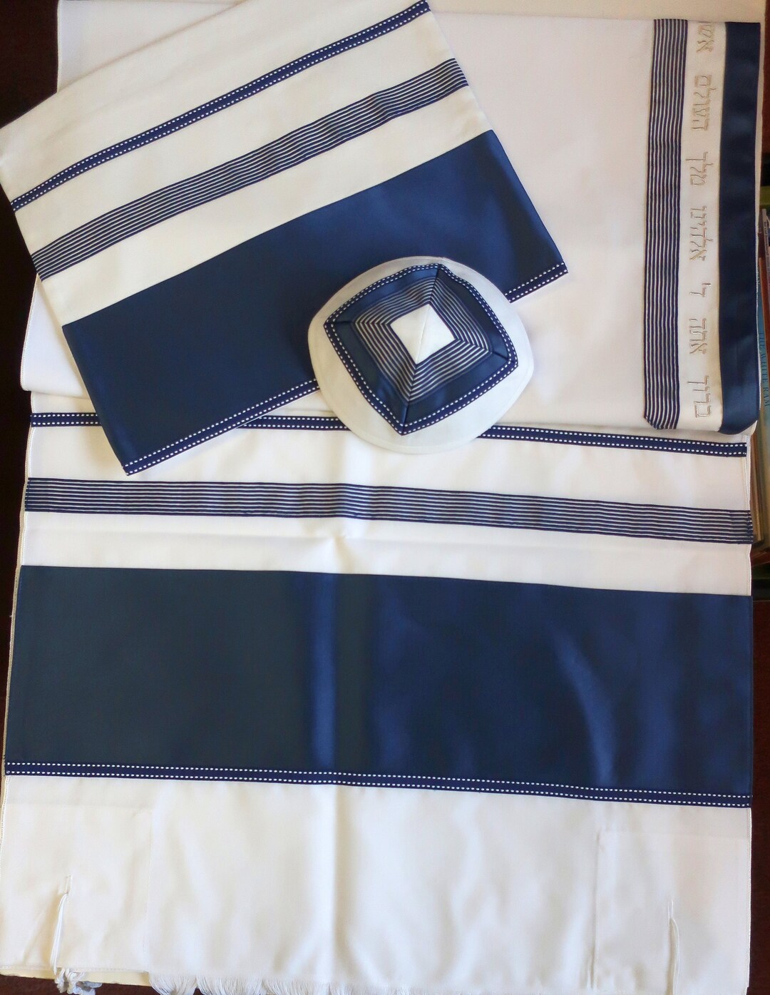 Blue and White Striped Wool Traditional Tallis - Etsy