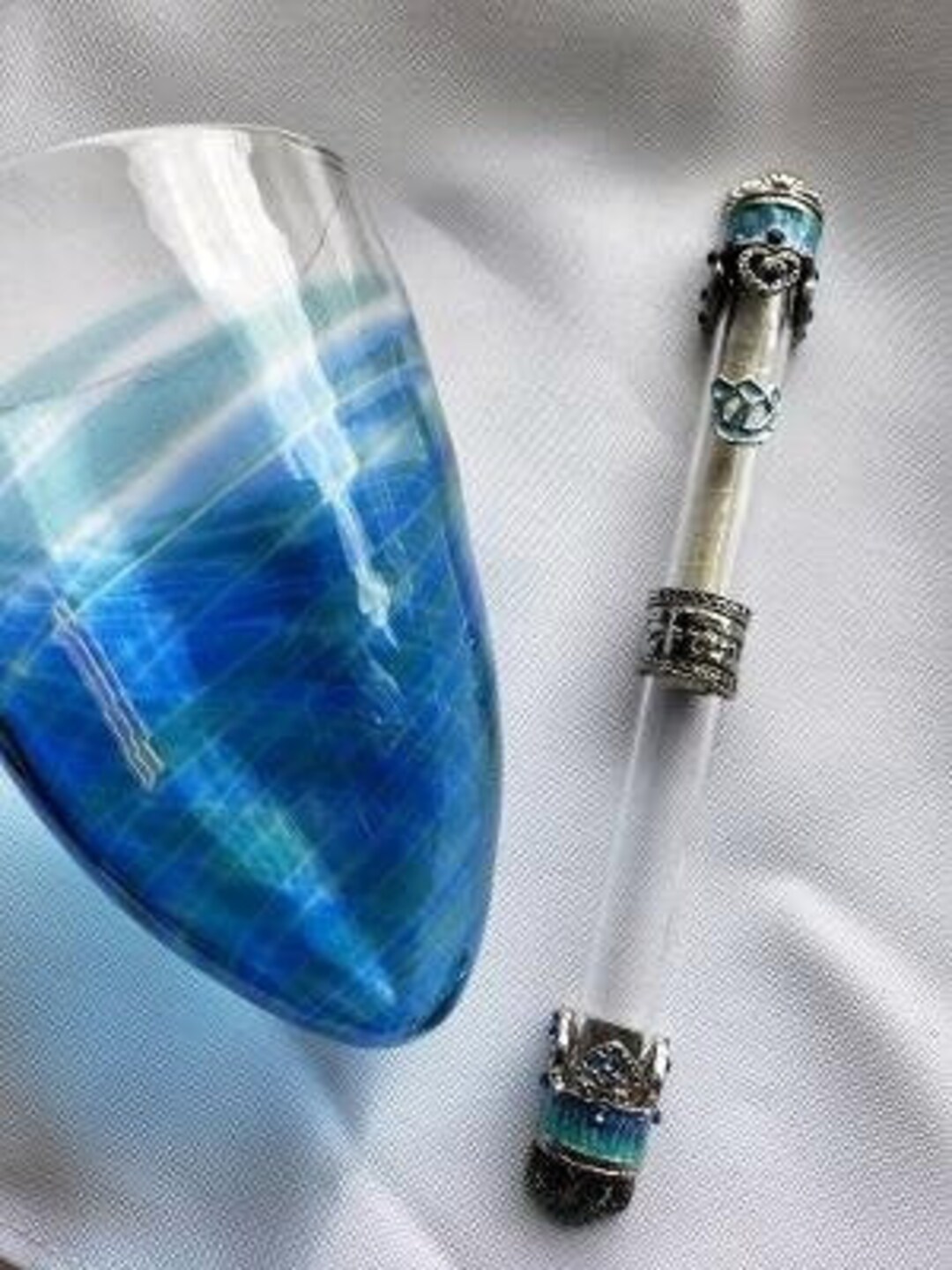 Jewish Wedding Break the Glass Heart Mezuzah Blue Turq Kit - Etsy