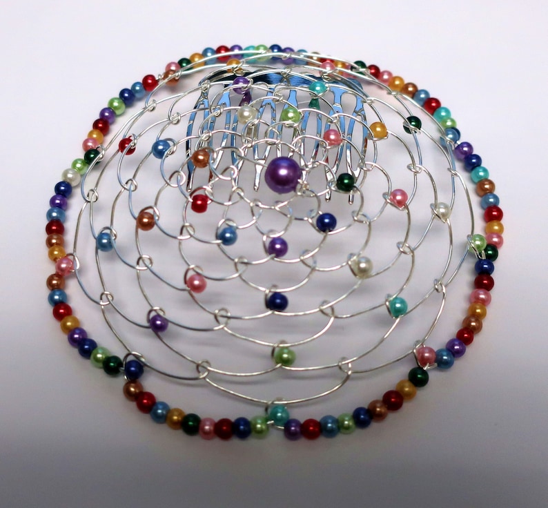 Beaded Wire Kippa on Silver Wire Women's Wire Kippah Girls Headcovering ...