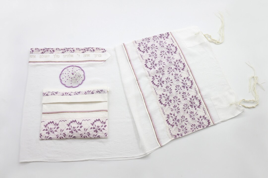 Sheer Purple Floral Tallis 3 Piece Set - Etsy
