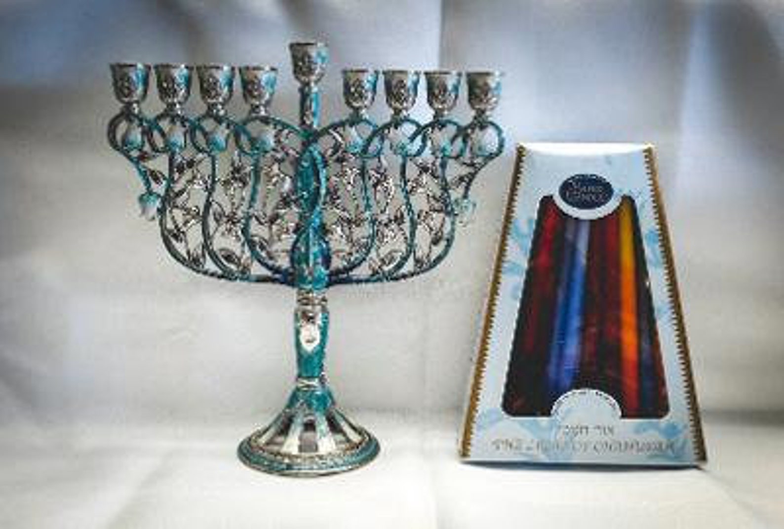 Hanukkah Menorah for Chanukah Candle Lighting Ceremony Fluer De Lis ...