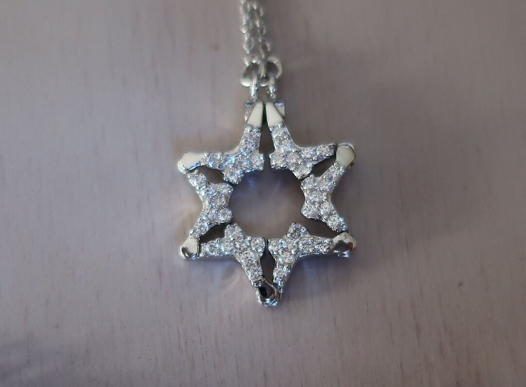 Cubic Zirconia Butterfly Jewish Star of David Pull Apart Necklace - Etsy