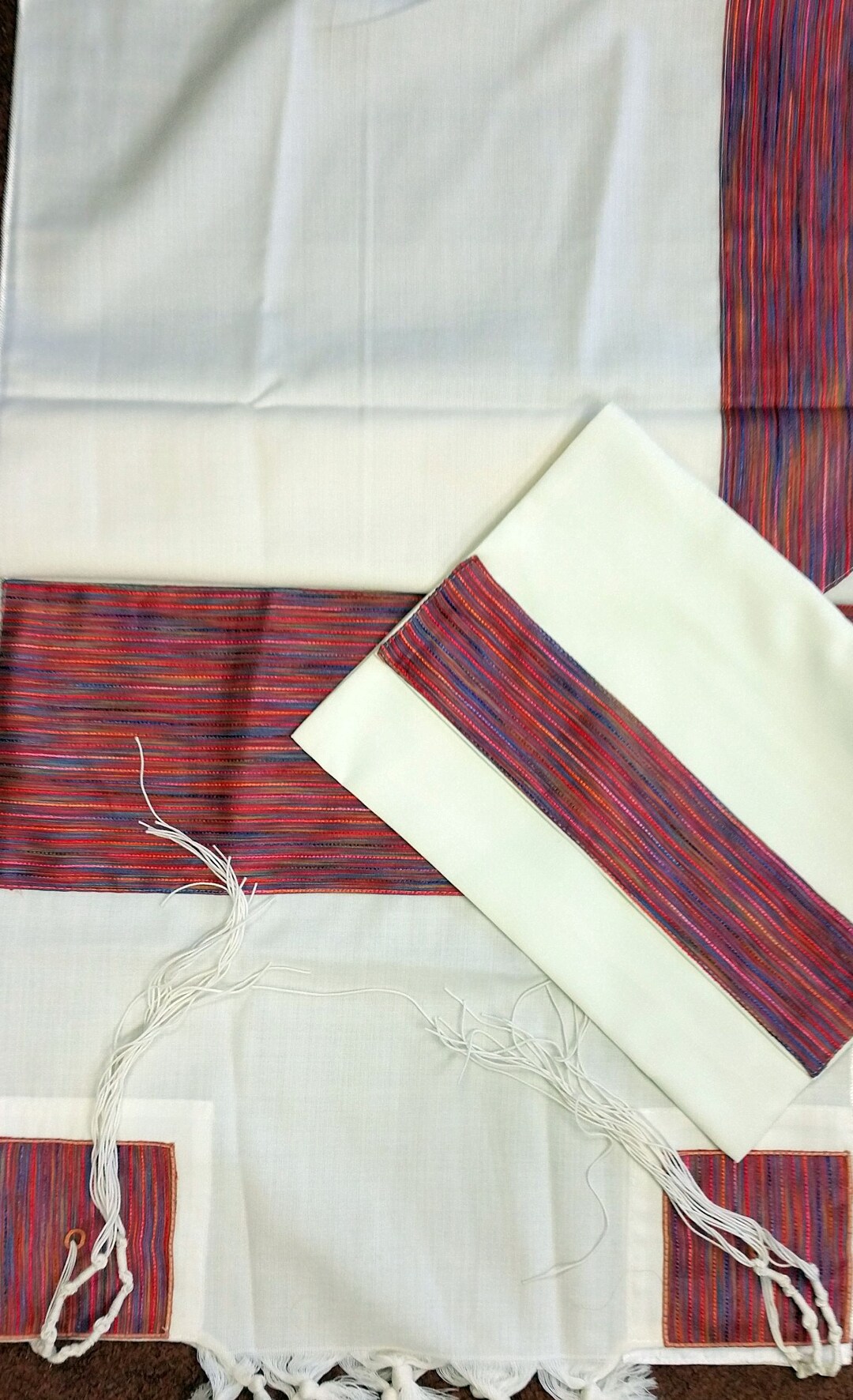 Wool Tallis With Woven Accents in Multi Red - Etsy