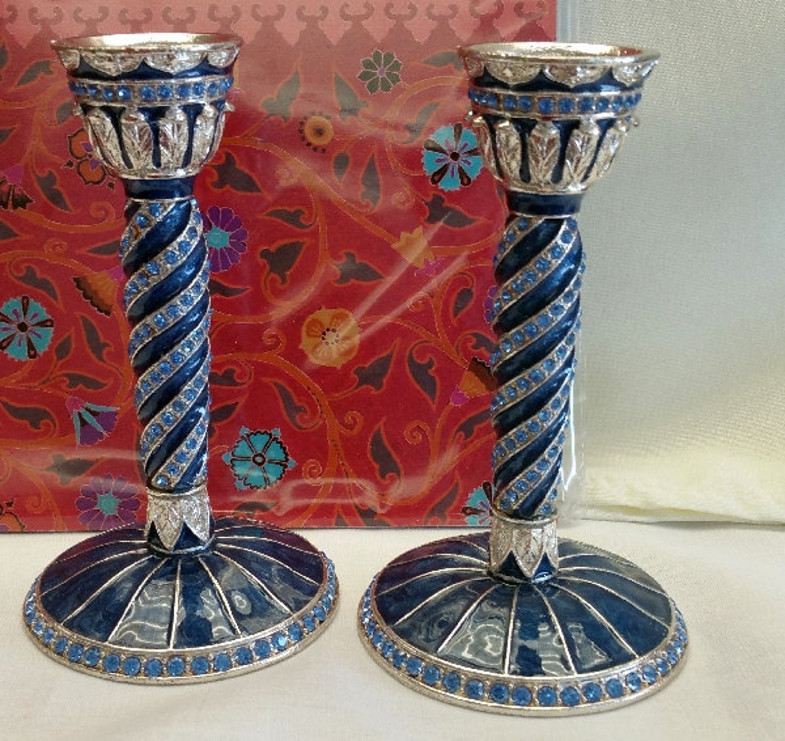 Antq Gold Burgundy Swirl Candlesticks With Peach or Rosaline - Etsy