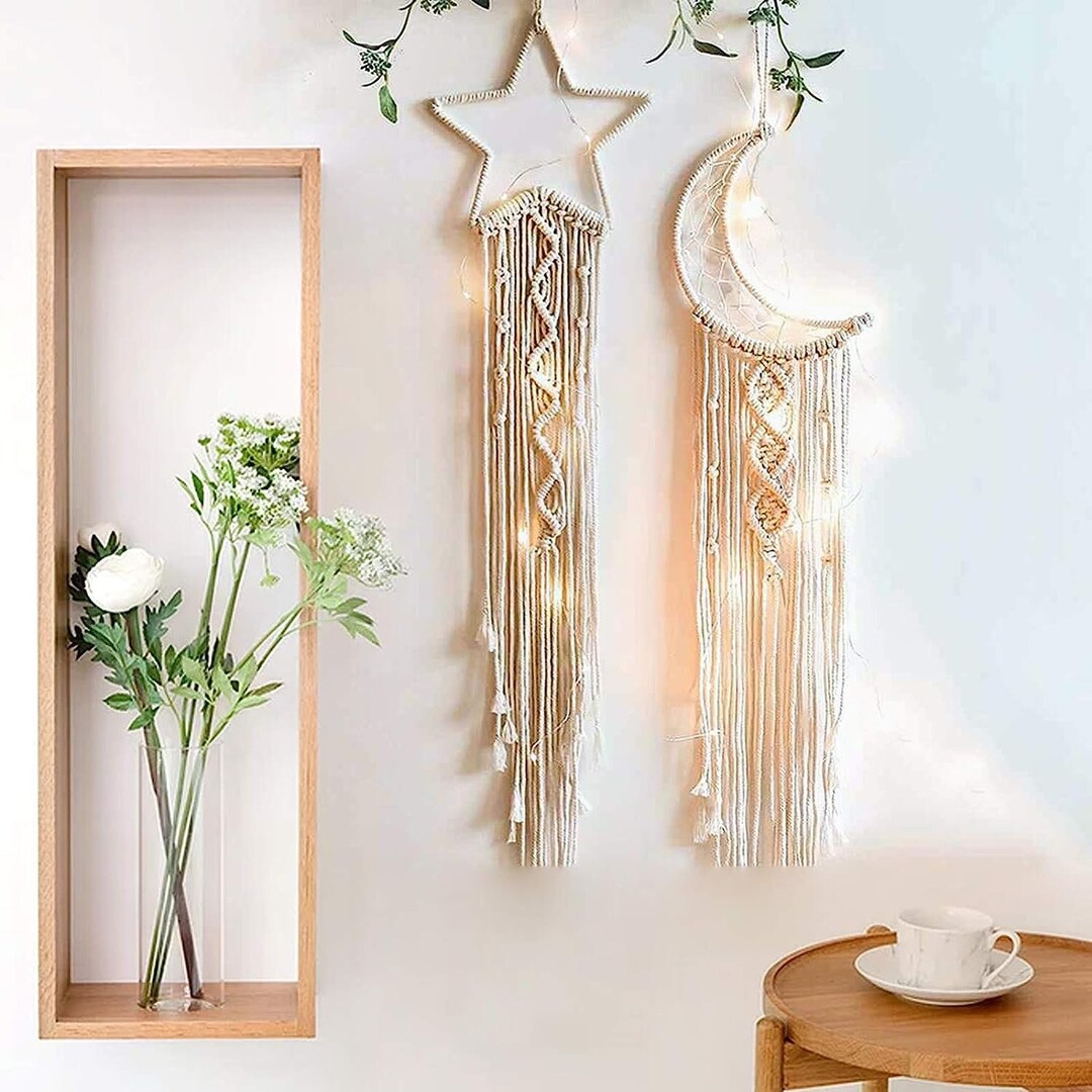 DIY Kit, Star Macrame Wall Hanging Craft Kit With String Lights, Craft Kit for Adults, Boho Home ...