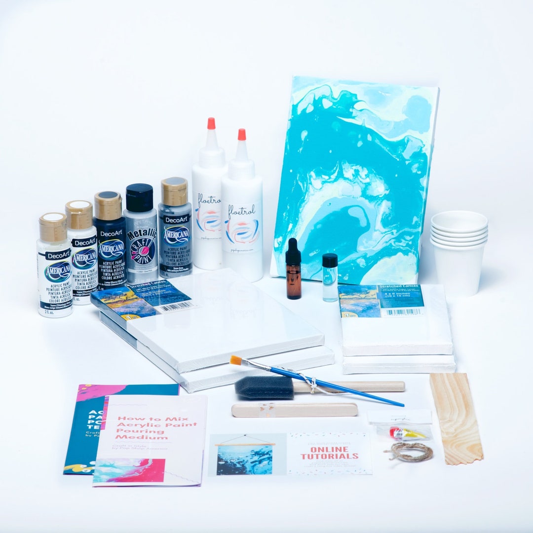 DIY Kit, Acrylic Paint Pouring Painting Kit (black, Gray, Silver ...
