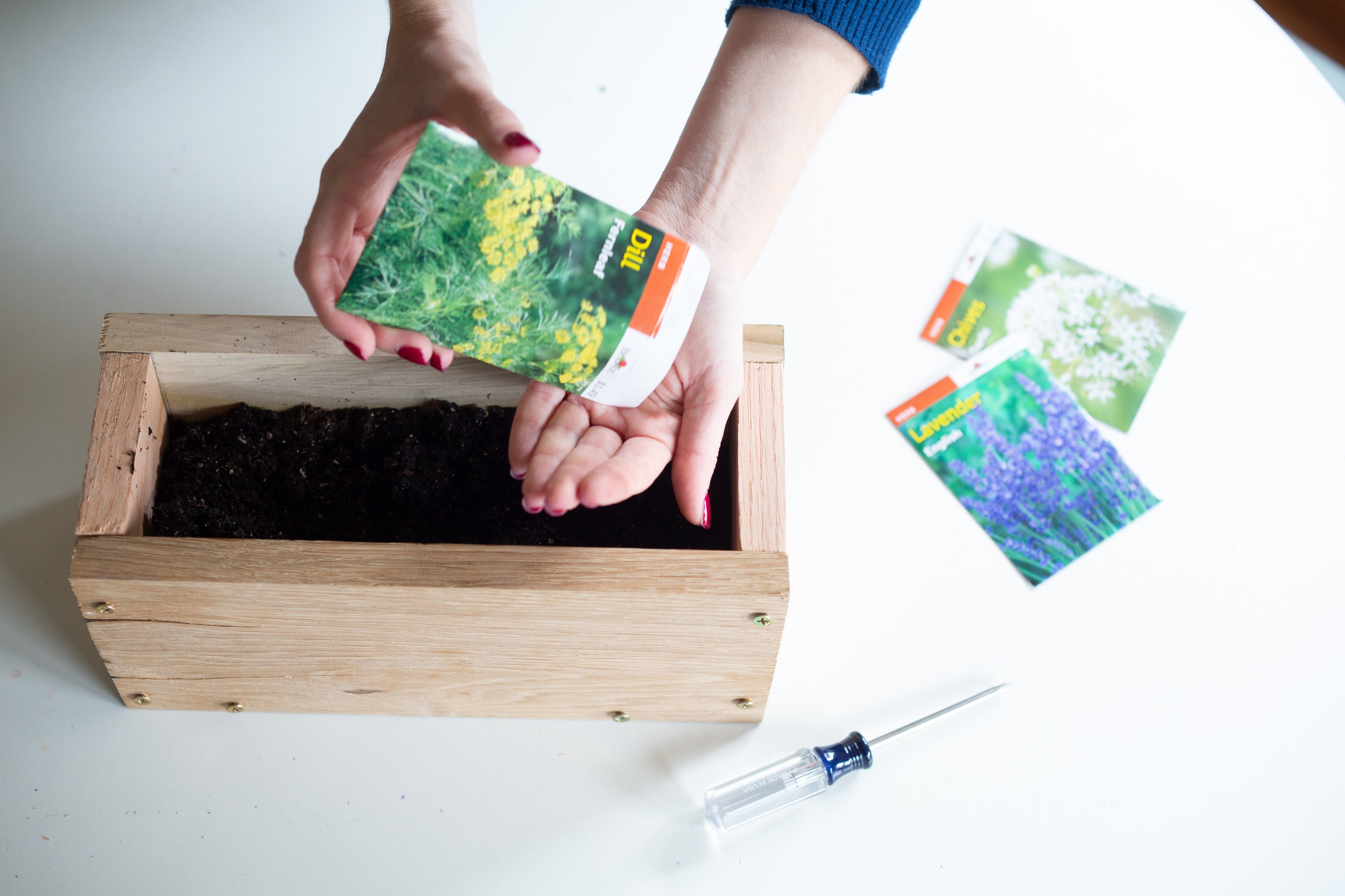 DIY Kit Herb Starter Gardening Kit With Wood Planter Box - Etsy