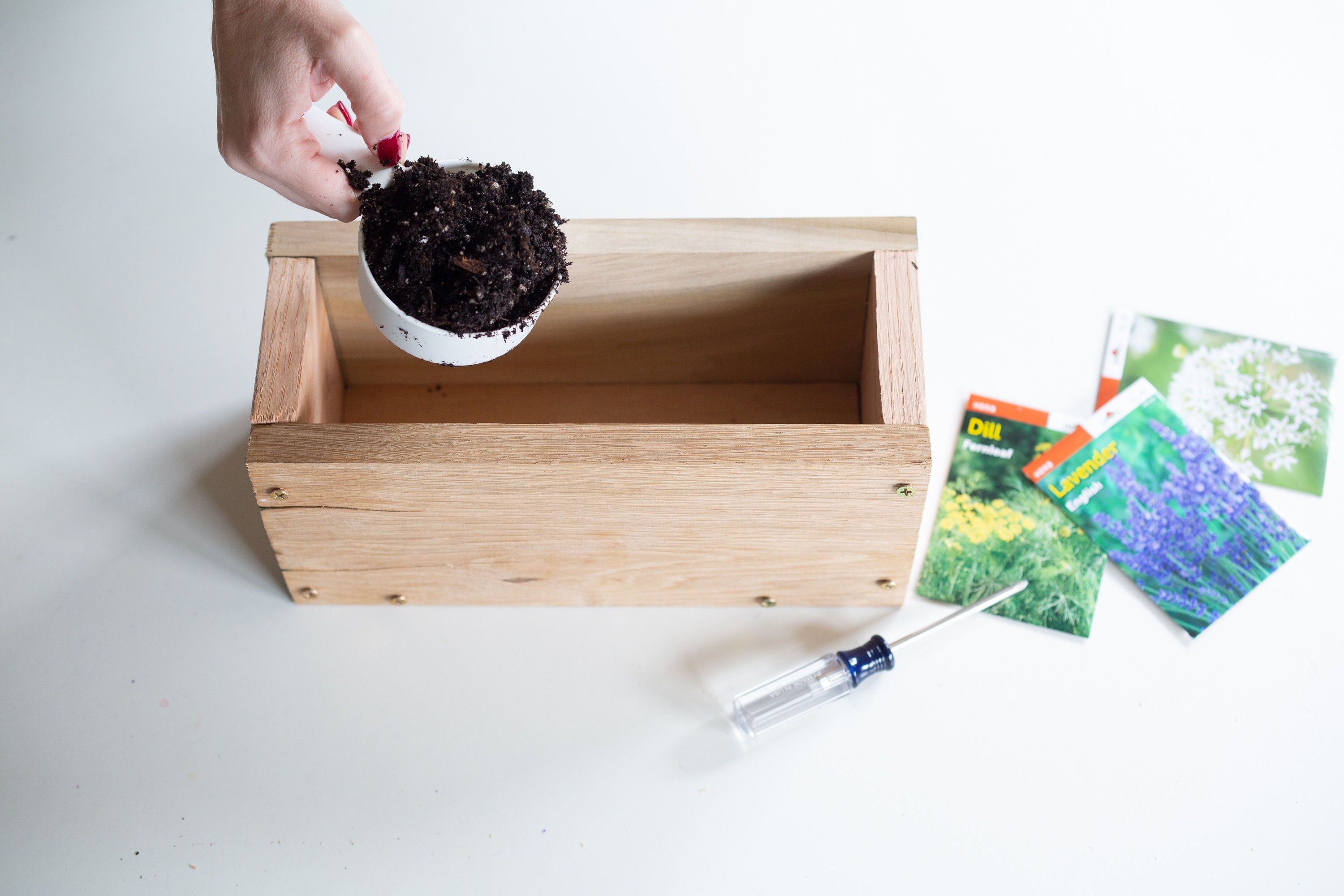 DIY Kit Herb Starter Gardening Kit With Wood Planter Box - Etsy
