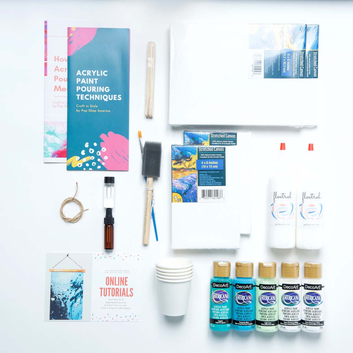 DIY Kit Acrylic Paint Pouring Painting Kit turquoise Surf | Etsy