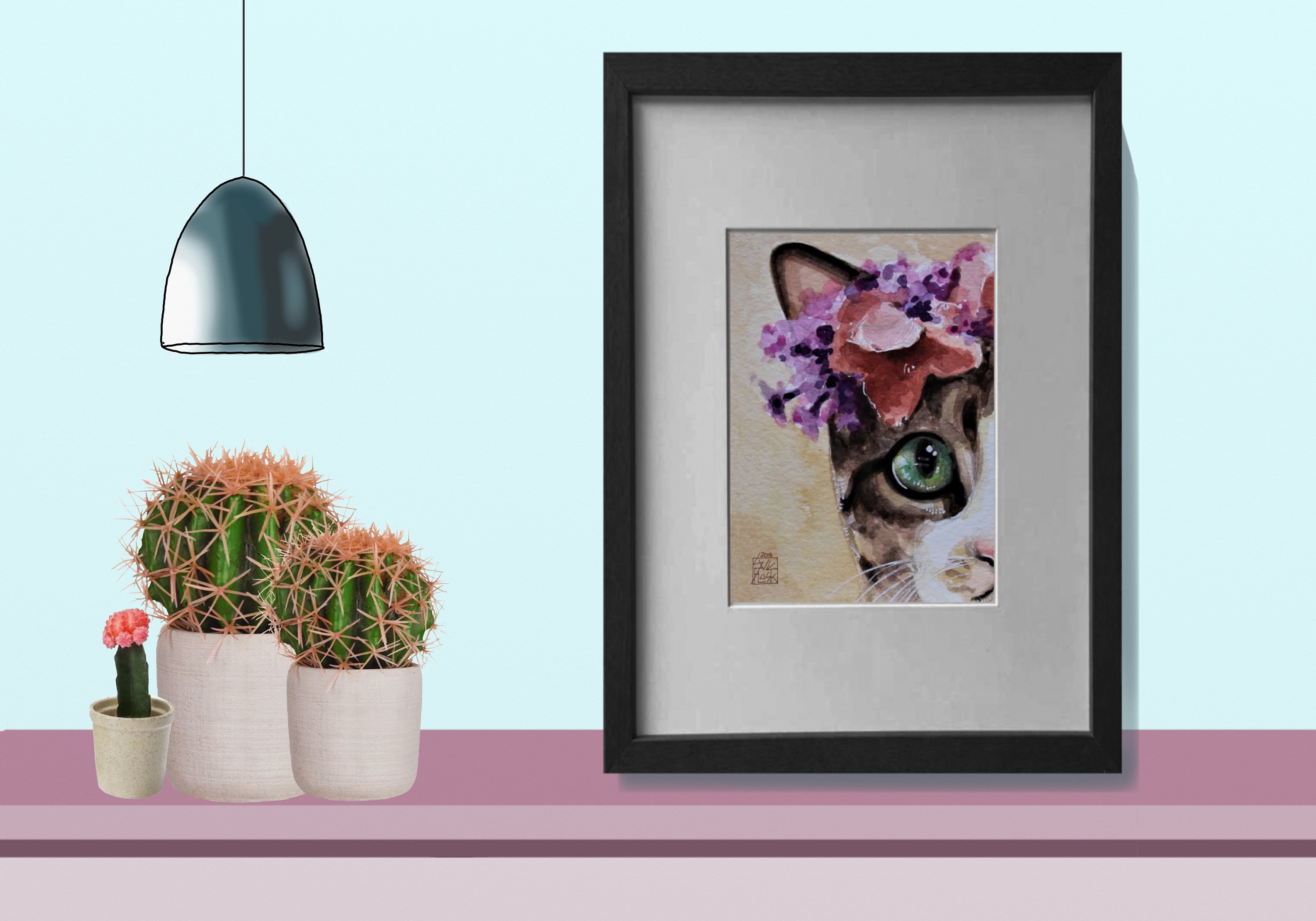 Flower Cat Kitten Painting Watercolour Printable Art Instant Download ...
