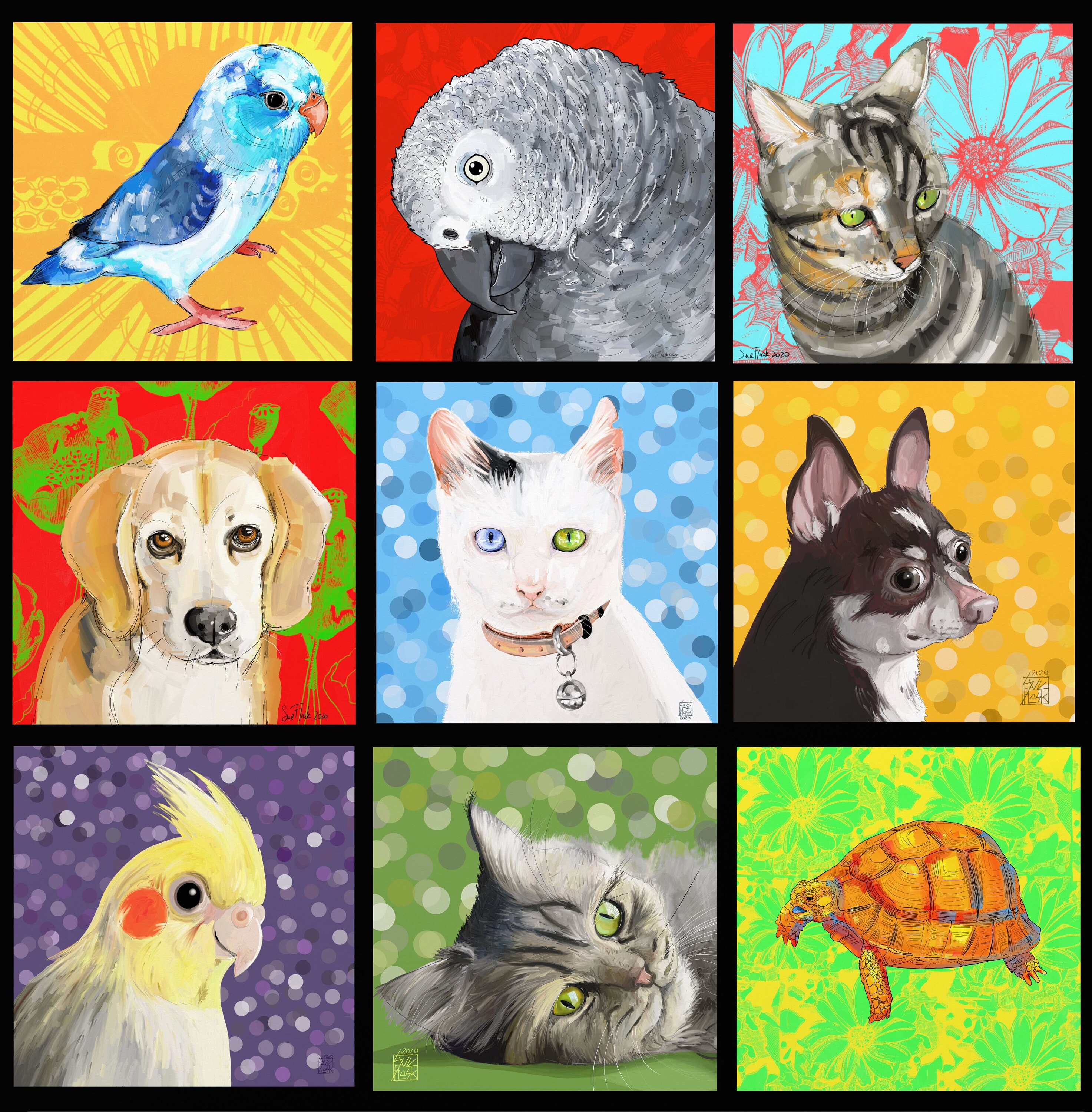 Custom Pet Portraits Printable Art Portrait Digital Painting Digital ...