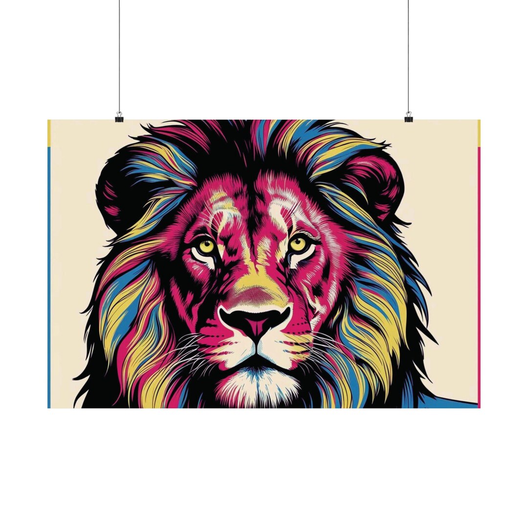 Colorful Lion Art Matte Horizontal Poster, Wall Decor for Home, Unique ...