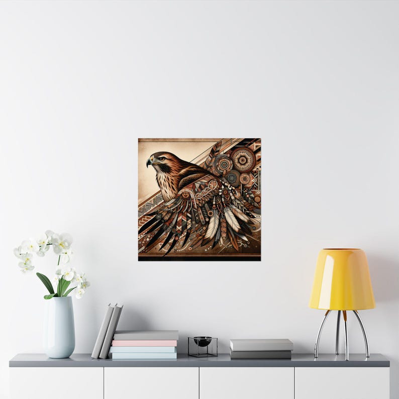 Artistic Boho Eagle Poster, Wildlife Wall Art, Tribal Decor, Eagle ...