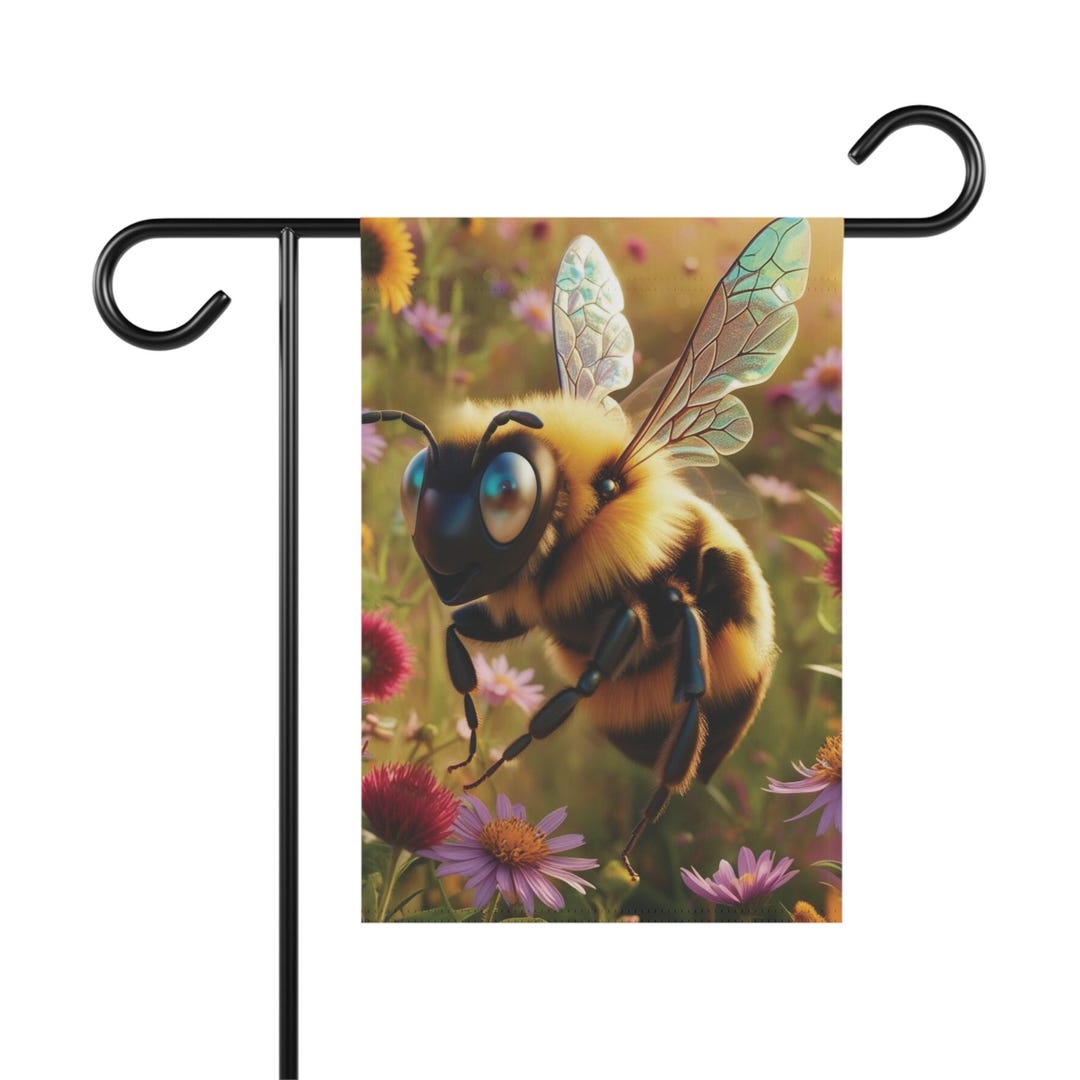 Animated Bee Garden Flag - Whimsical Home Decor, Outdoor Banner ...
