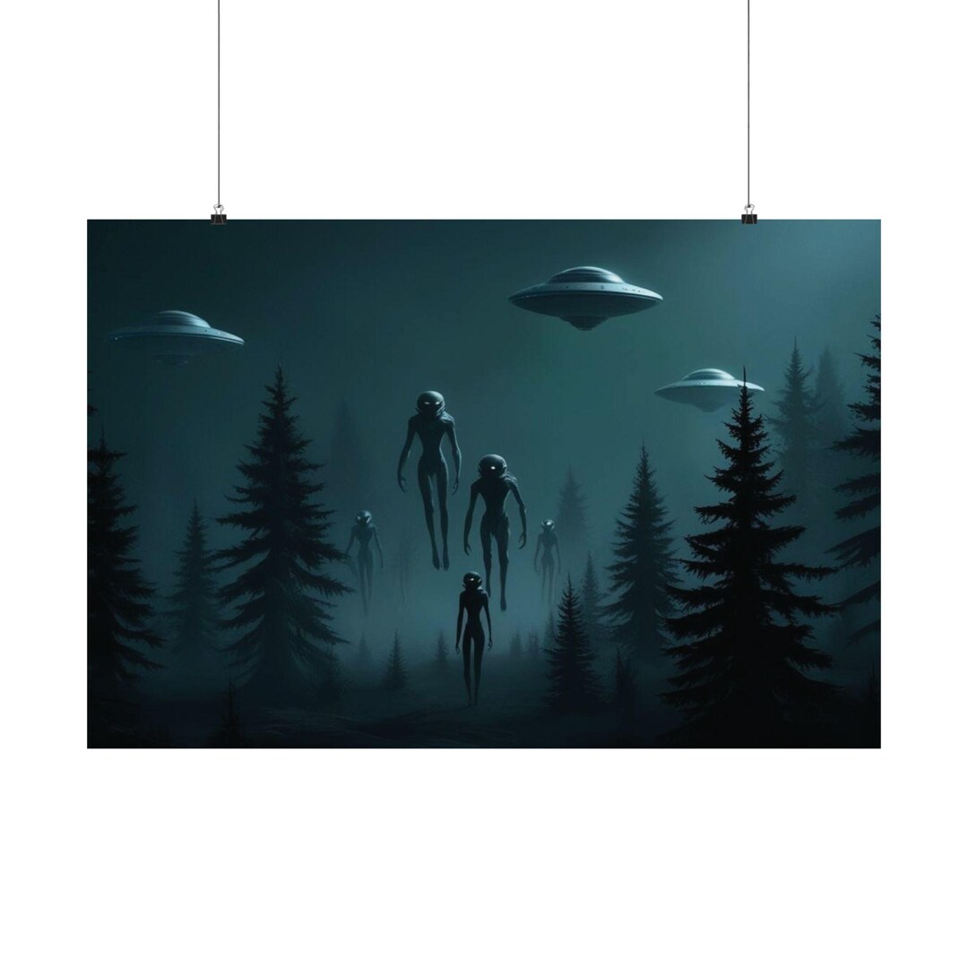 36"x24" Alien Matte Horizontal Poster, Sci-fi Wall Art, Unique Home ...